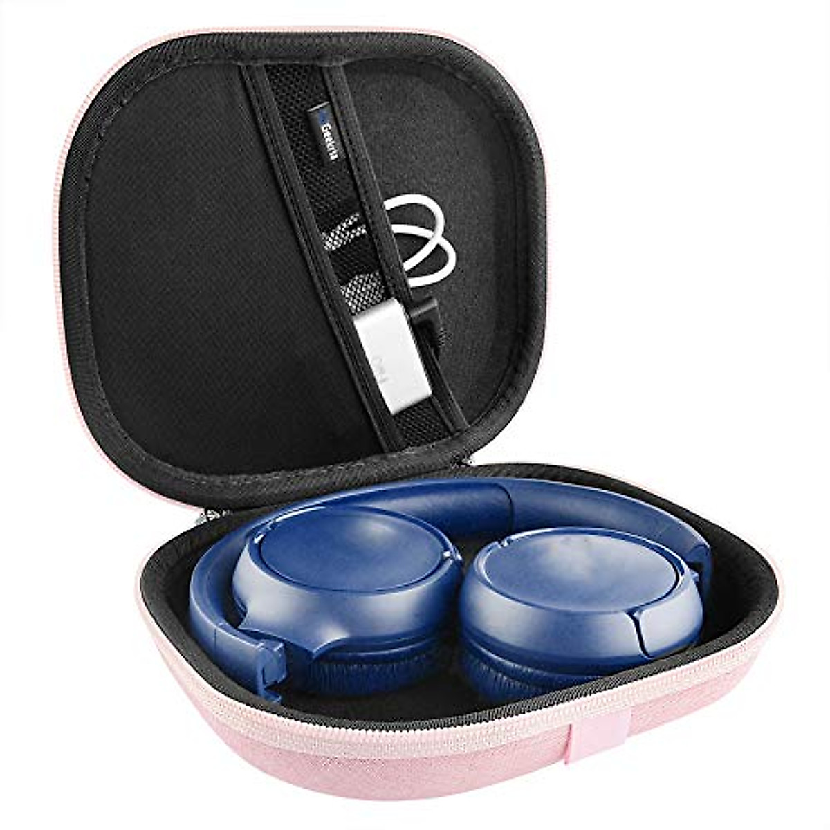 Geekria NOVA Headphones Case Compatible with JBL Tune 510BT, Tune 560BT, Tune 660 BTNC, Live 460NC, Live 400BT, E45BT Case, Replacement Hard Shell Travel Bag with Cable Storage (Pink)