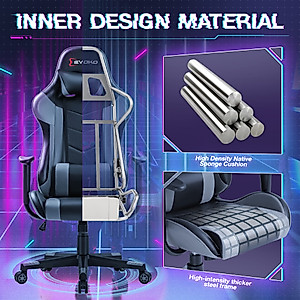 Devoko Ergonomic Gaming Chair Racing Style Adjustable Height High Back PC Computer Chair with Headrest and Lumbar Support Executive Office Chair (Grey)