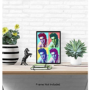Elvis Poster - 8x10 Andy Warhol Pop Art Modern Wall Decor - Decoration for Bedroom, Living Room, Office - Cool Gift for Country Music, Nashville, Graceland Fans - UNFRAMED Print