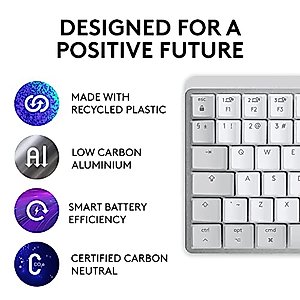 Logitech MX Mechanical Mini for Mac Wireless Illuminated Keyboard, Low-Profile Performance Switches, Tactile Quiet Keys, Backlit, Bluetooth, USB-C, Apple, iPad - Pale Grey