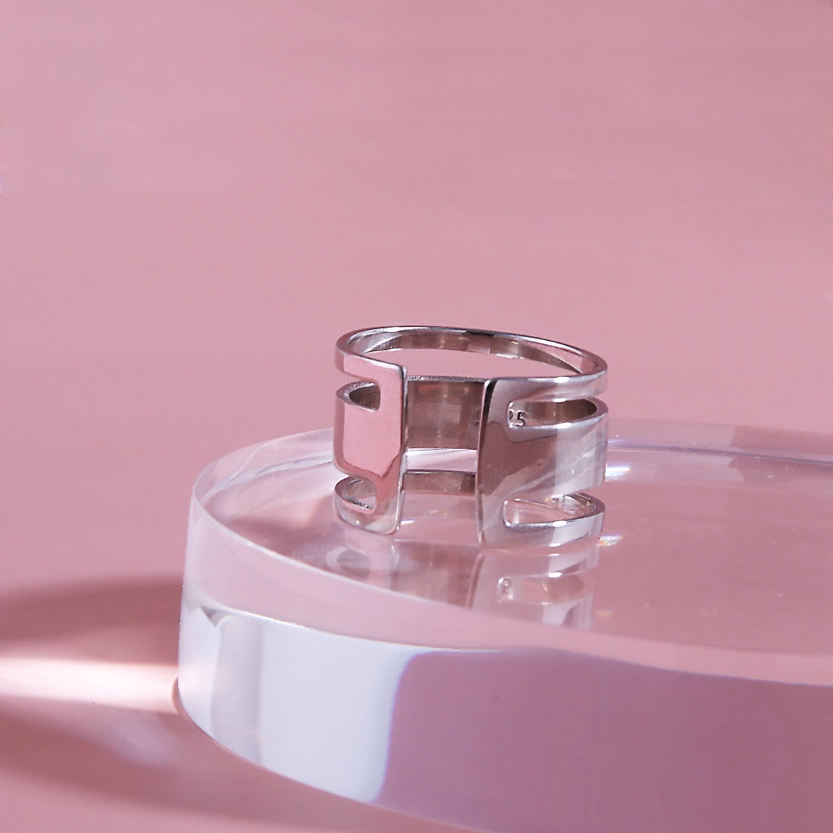 Helen de Lete Simple Cut-out S925 Sterling Silver Adjustable Ring