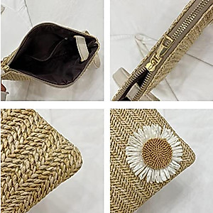 Crossbody Bags for Women Wristlet Wallets Purses for women Straw Tote Handbag Flower Beach Bag Hobo Bag 2023