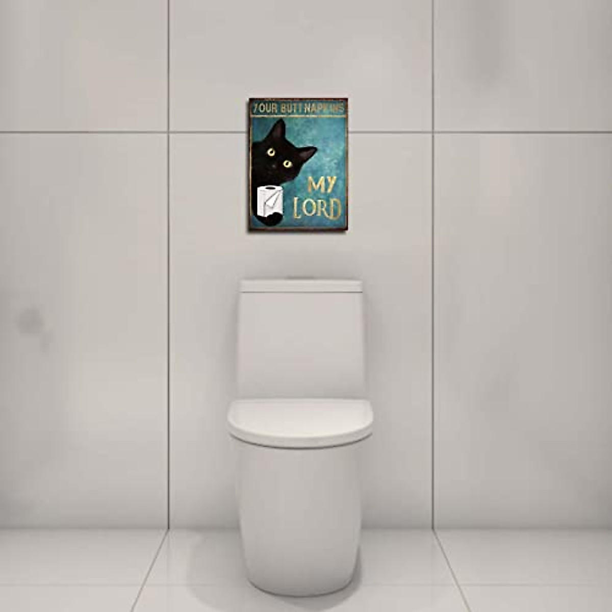 Floral Art Abstract Motivational Bathroom Wall Art - Modern Black Cat Animal Canvas Print Home Decor (8x12inch, Black-Cat)