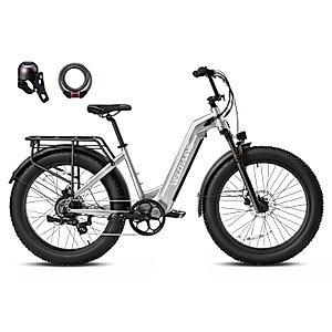 VELOWAVE Electric Bike 26" Fat Tire Electric Bike for Adults Ebike with 750W(Peak 1000W) Brushless Motor 48V 15AH Removable LG Cell Battery Step-Thru E Bike up to 32MPH Free Cable Lock& Bell