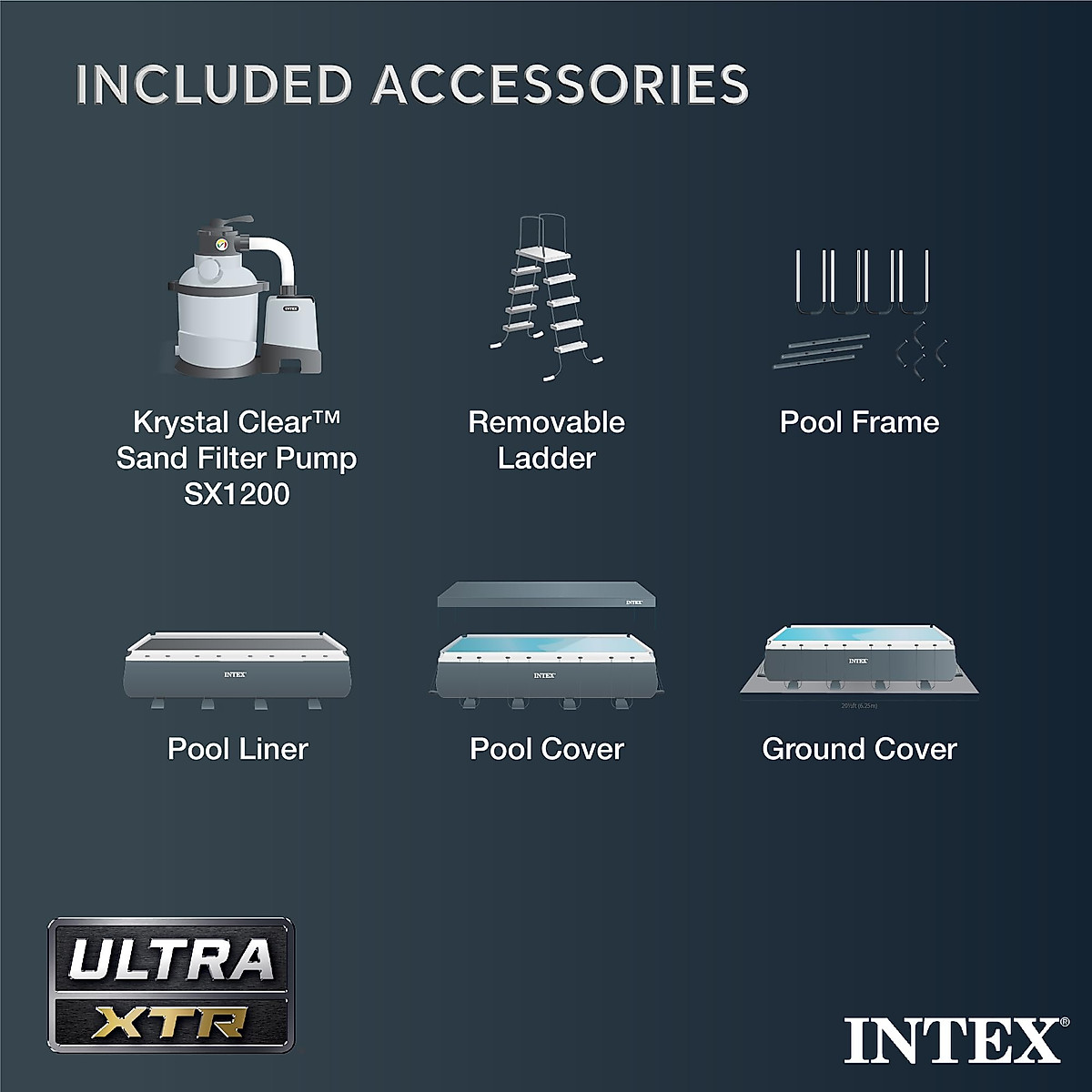 Intex Ultra 18 Foot XTR Rectangular Metal Frame Swimming Pool Set w/Pump Filter