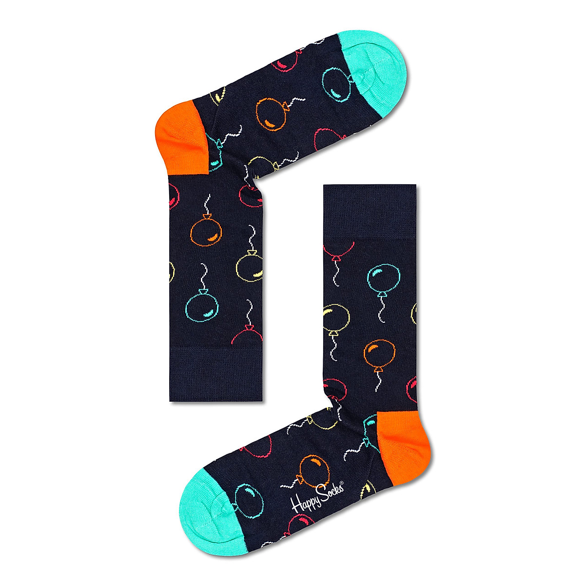 Happy Socks Pop Champagne Party Sock - for Men and Women, Made with Sustainable Cotton- Black and Neon- Size 10-13 (2-Pack with Gift Box)