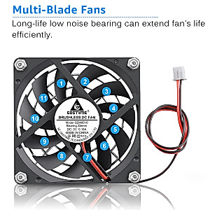 Gdstime 80mm x 80mm x 10mm DC 5V Brushless Cooling Fan 2PIN