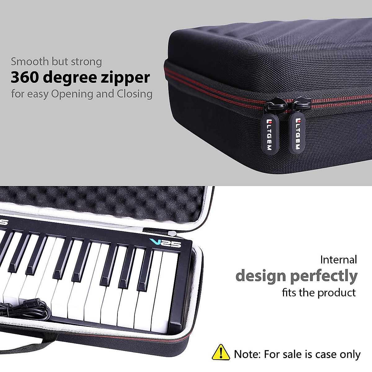 LTGEM Controller Case for Alesis V25-25-Key USB MIDI Keyboard Controller, Hard Storage Travel Protective Carrying Bag