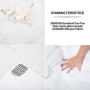 Yescool Faux Fur Weighted Blanket 60"x80" 20lbs,Fuzzy Cozy Shaggy Weighted Blanket Queen Size for Adult，Fluffy Sherpa Comfy Heavy Blanket for Women Men,Warm Soft Plush White Blanket for Couch Sofa Bed