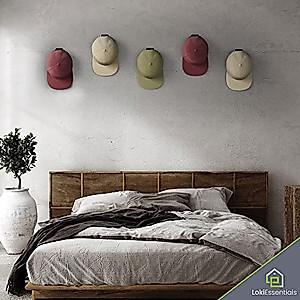 LokiEssentials Adhesive Hat Rack Display Hooks for Wall & Door (12 Pack) Baseball Cap Holder, Closet & Storage Organizer, Strong Cap Hanger for Room & Mancave, No Drilling, USA Patent Pending (Black)