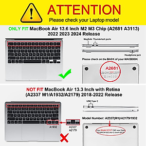 Fintie Case for MacBook Air 13.6 Inch A3113 A2681 (2022 2023 2024 Release) - Heavy Duty Rugged Hard Shell Case Cover with TPU Bumper for MacBook Air 13.6" M2 M3 Chip with Touch ID, Clear