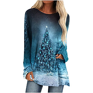 Today Deals Prime Ugly Christmas Sweater for Women Funny Xmas Tree Reindeer Shirt Long Sleeve Sweatshirts Fall Fashion 2023 Clothes Women Fashion Tops