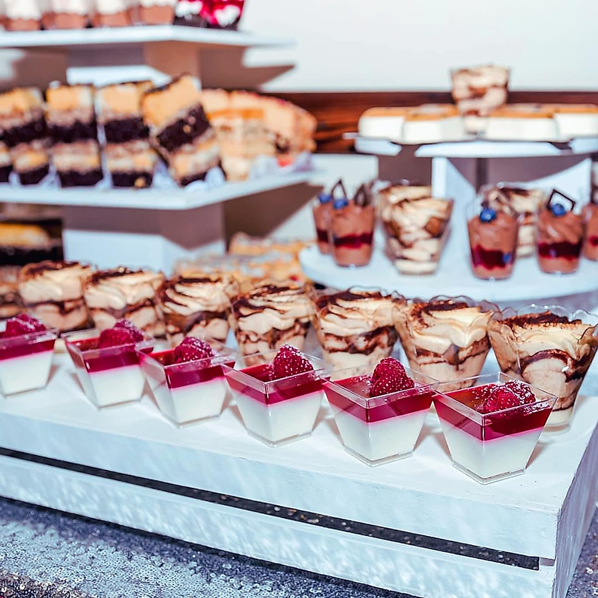 Dessert Cups Clear Square Plastic Mini Cube 2oz Shot Glass Pack of 40