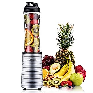 La Reveuse Smoothies Blender 300 Watt with 18 oz BPA-Free Portable Travel Sports Bottle (Silver)