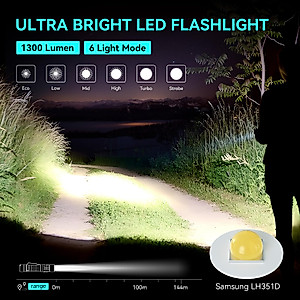 Wurkkos FC11 Rechargeable LED Flashlights Max 1300Lumen High 90CRI EDC Flash Light USB C Charge,IP67 Waterproof Torch, Magnetic Tailcap, Great for Dog Walking Home use Emergency(5000K)