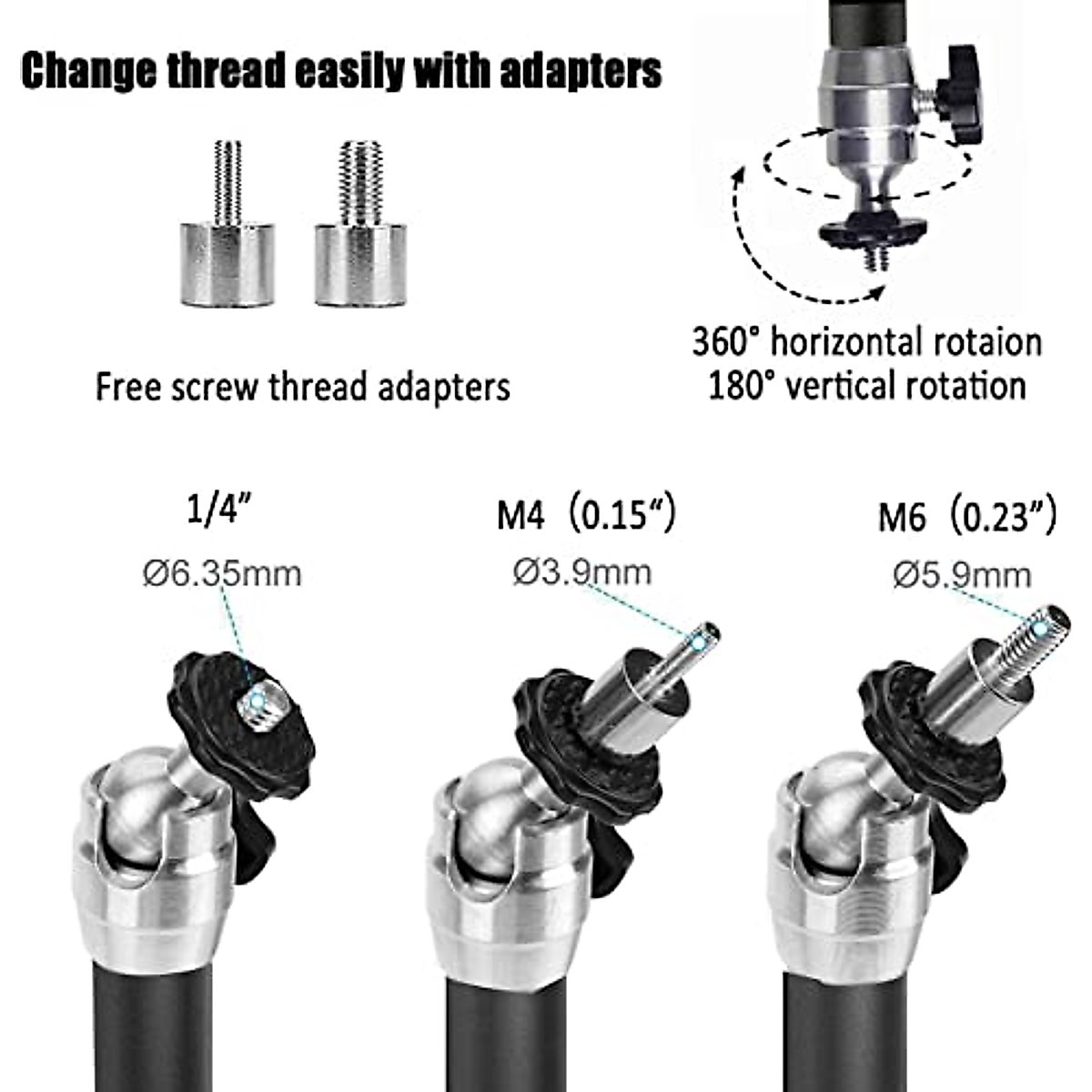 Universal Mini Projector Mount Hanger 360° Rotatable Projector Ceiling Mount with Length 7in/18cm for Projector CCTV DVR Camera Black Projector Wall Mount Holder with Thread Adapters