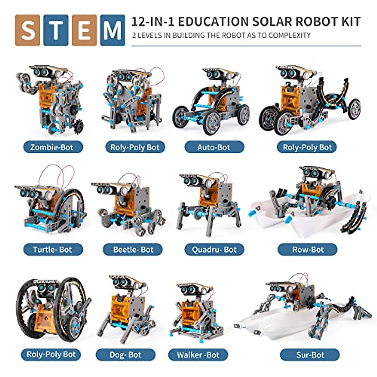 TEMI STEM Solar Robot Kit for Kids, 12-in-1 Educational STEM Science Experiment Toys, Solar Powered Building Kit DIY for 8 9 10 11 12 13 Years Old Boys & Girls Kids Toy