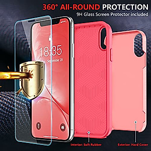 SPIDERCASE for iPhone XR Case, [10 FT Military Grade Drop Protection] [Non-Slip] [2 pcs Tempered Glass Screen Protector] Shockproof Airbag Cushion Protective Case for iPhone XR (Cherry Juice Pink)