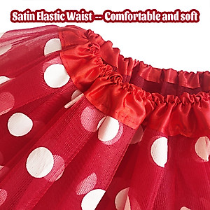 Red and White Polka Dots Tutu for Girls Princess Ballet Tulle Tutu Dress-Up Birthday Christmas Tutu Costume 3-8Y