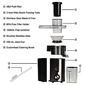 HERRCHEF Juicer, 600W Juicer Machines with 3'' Big Mouth for Vegetable and Fruit, Stainless Steel Centrifugal Juice Extractor Easy to Clean, BPA-Free, Anti-drip