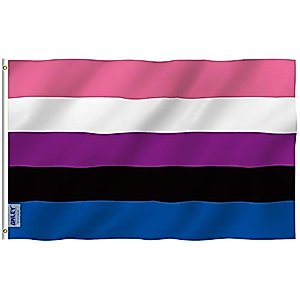 Anley Fly Breeze 3x5 Feet Genderfluid Flag - Vivid Color and Fade proof - Canvas Header and Double Stitched - Genderfluid Pride Flags Polyester with Brass Grommets 3 X 5 Ft