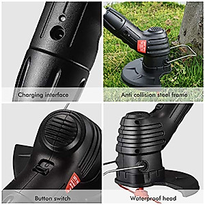 Newooh Garden Tool,Cordless String Trimmer Cordless Rechargeable Grass Trimmer String Grass Trimmer for Garden Lawn Weeding