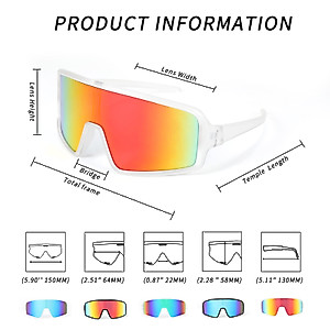 WANWAN Men and Women's Sunglasses, Cycling Sports Glasses 80s Baseball Glasses for Youth Kids Teens