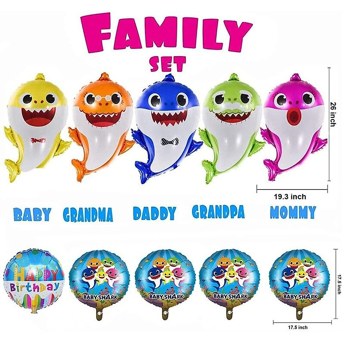 TUHI Products Shark Party Supplies for Baby, Helium baby shark party balloons, Birthday Decorations Baby Shower Party Supplies (10 pcs)