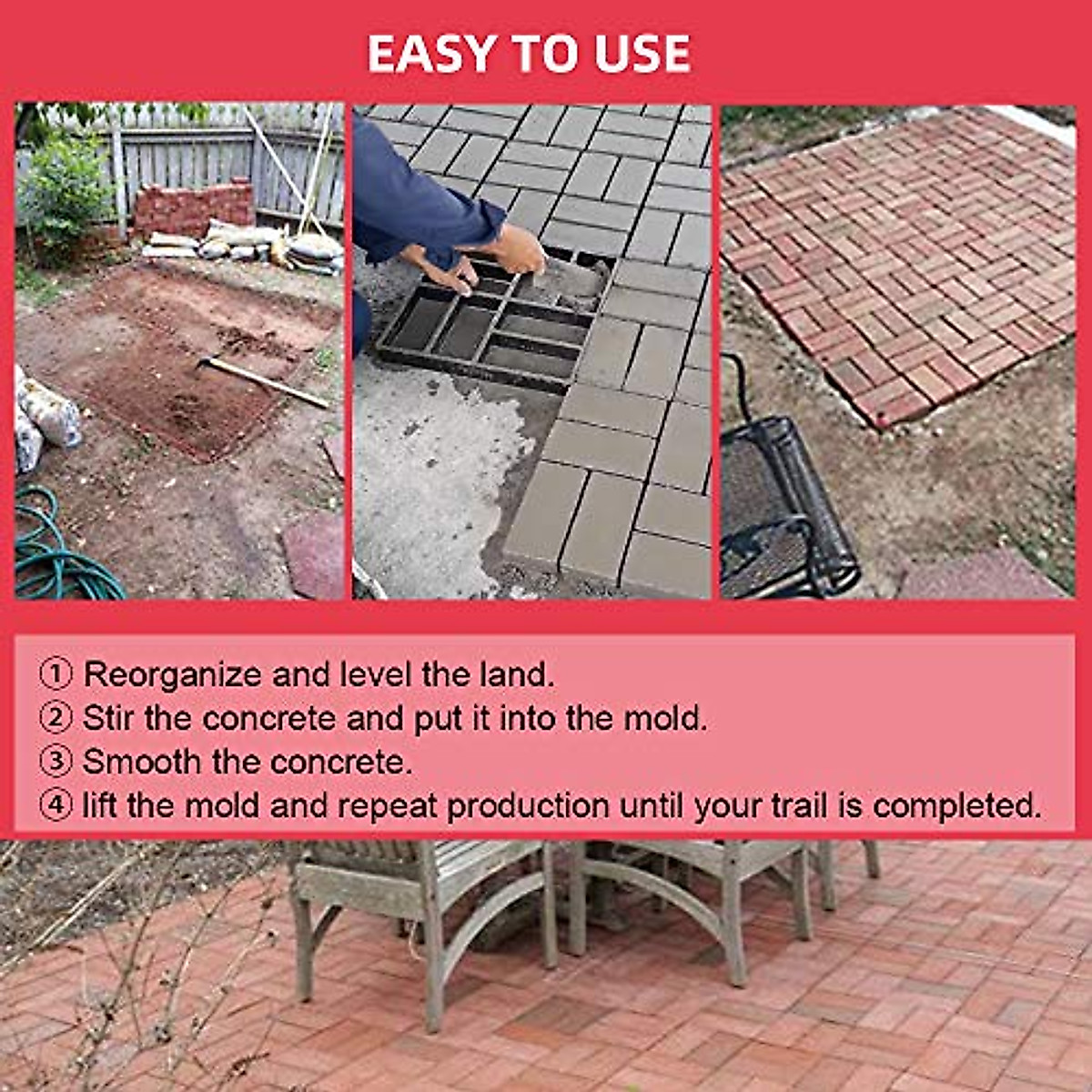 Anothera 15.7"x15.7"x1.57" Concrete Molds Reusable Walk Maker Pathmate Stone Molding Stepping Stone Path Maker Paver Yard Patio Lawn Garden DIY Walkway Pavement Brick Moulds (8-Grid)