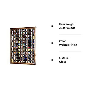 108 Shot Glass Shotglass Shooter Display Case Holder Cabinet Wall Rack 98% UV Lockable Door -Walnut