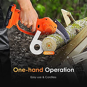 Mini Chainsaw - Cordless Electric 4 Inch Chain Saw W/ 20V 2000mAh Battery & Charger, Safety Lock & 90° Baffle, Handheld, Lightweight & Easy Carry For Outdoor Use - Tree/Branches/Wood Cutting/Trimming