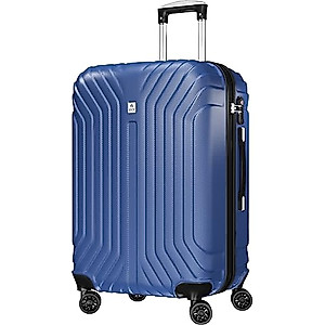 AnyZip Luggage Expandable PC ABS Durable Hardside Suitcase with Spinner Wheels TSA Lock Checked-Medium 24 Inch Blue