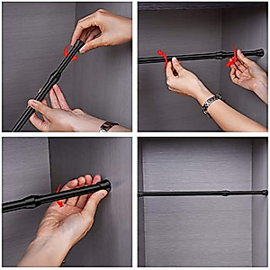 AIZESI 2PCS Tension Rod Tier Window Short Curtain Rod,16 to 28inch,black,small Short Expandable Spring Loaded Curtain Tension Rods for Cupboard,kitchen，small Window