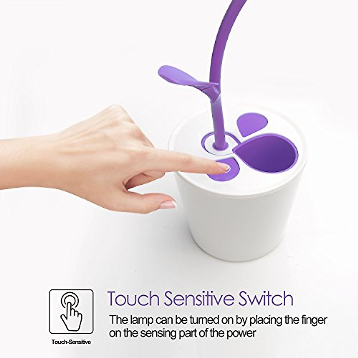 iEGrow Kids Desk Lamp for Rooms, Cute Desk Lamp USB Charging Desk Lamp with Pen Holder for Home Study ( Purple )