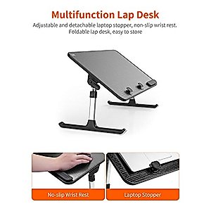 Laptop Desk for Bed, SAIJI Lap Desks Bed Trays for Eating Writing, Adjustable Computer Laptop Stand, Foldable Lap Table in Sofa and Couch (23.6 x 13,Black)