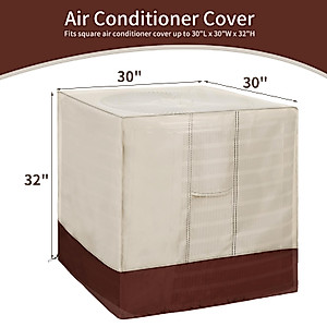 Air Conditioner Cover for Outside Units-Sturdy AC Cover,Water-Resistant, sturdy, with Mesh Vents and Elastic Hem Cord, Fits up to 30 x 30 x 32 inches…