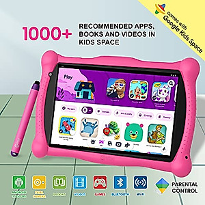 Contixo Kids Tablet V10, 7-inch HD, ages 3-7, Toddler Tablet with Camera, Parental Control -16GB, WiFi, Learning Tablet for Children with Teacher's Approved Apps, Google Kids Space & Stylus (Hot Pink)