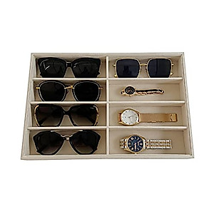 Large Beige Premium Quality Velvet Glasses Box Tray Stackable Practical Trade Show Home Use Jewelry Display Organizer