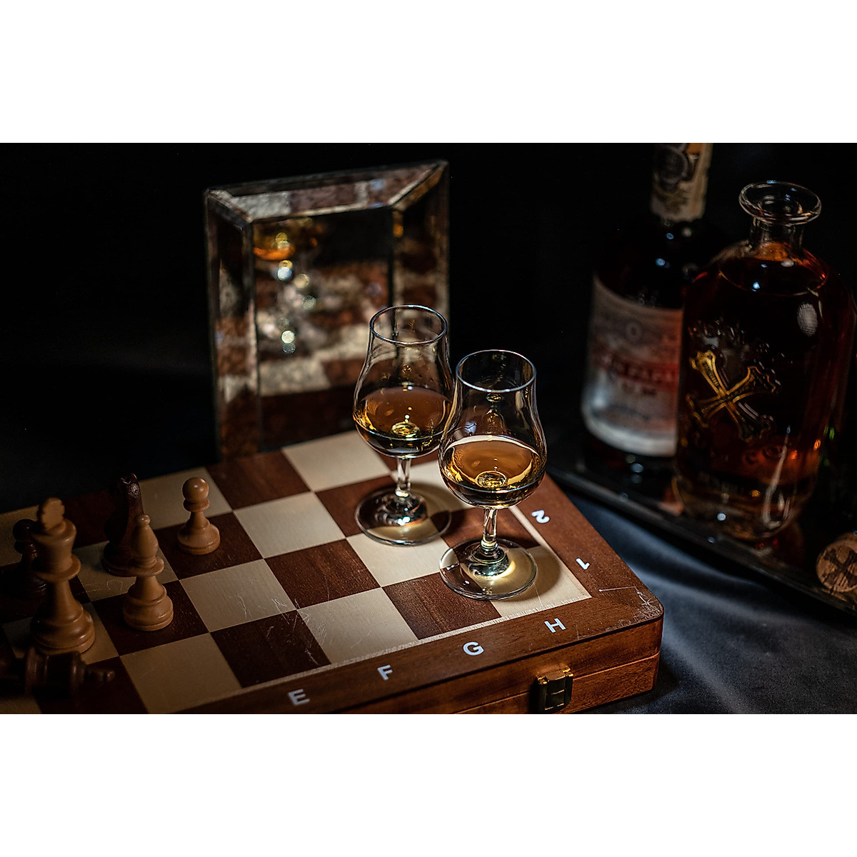 Whiskey, Scotch, Bourbon Tasting Glasses | Set of 4 Crystal Snifters | Professional 4 oz Tulip Shaped Nosing Copitas with Short Stem | Small Stemmed Gift Sniffers for Sipping Neat Liquor