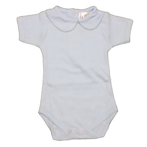 CARLINO Baby Peter Pan Collared Bodysuit - Short Sleeve, Extra Soft, 6 Colors Available … White