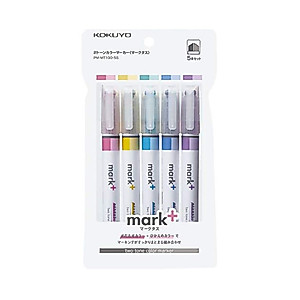 Kokuyo. Kokuyo Soft Ring Notebook in Sooofa in B6 4mm Grid 80 Sheets Warm Gray and Mark⁺ Two Colors Highlighter of Similar Shades 5-Pack (Pink,Blue,Green,Purple and Yellow) Set