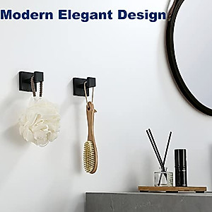 Towel Hooks for Bathrooms, Matte Black Towel Hook for Kitchen Bathroom, SUS304 Stainless Steel Coat Hook, Square Heavy Duty Holder Robe Hooks for Hanging Towels, Coats, sponges, Wall Mount, 4 Pack