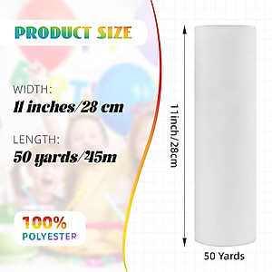 ICOSHOW Crystal Organza Fabric Tulle 11 Inch by 50 Yards Sheer Tulle Rolls for DIY Craft Wedding Party Baby Shower Decor Gift Wrapping Party Supplies (White)