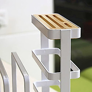 GeLive Metal Knife Block Cutting Board Chopper Holder Drying Rack Kitchen Storage Organizer Counter Display Stand (White)