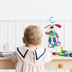 SHLOYIRE Baby Stroller Rattle Toy, Soft Baby Rattle Toys, Hanging Rattle Clip On Car Seat and Baby Stroller for Infants, Sensory Plush Animal Toys for Newborn Baby Girls and Boys (Dog & Fox)