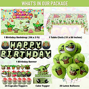 Nelton Party Supplies For BBYD Includes Cake Topper, 24 Cupcake Toppers, 20 Latex Balloons, Happy Birthday Backdrop, 1 Table Cloth , 1 Banner