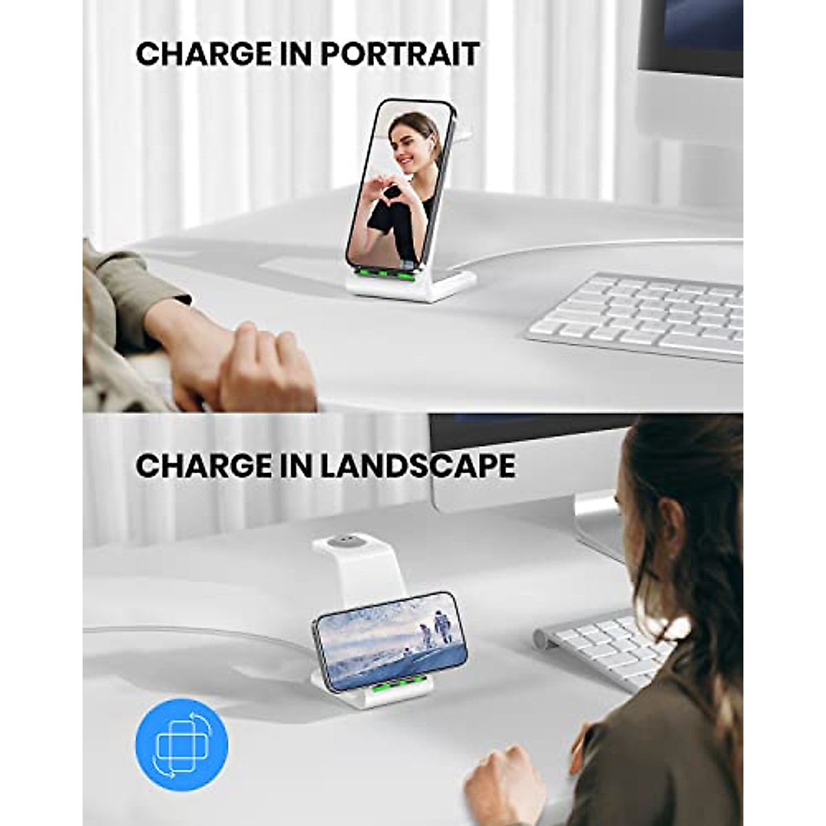 Wireless Charging Stand, GEEKERA 3 in 1 Wireless Charger Dock Station for iPhone 14 Pro Max/14 Pro/14 Plus/13/12/11/X/8 Series, Apple Watch Ultra/SE/8/7/6/5/4/3/2, AirPods Pro/3, Samsung Qi Phones