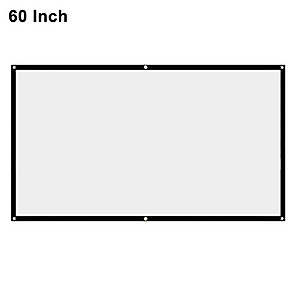 Projector Screen, White Projector Screen, 16:9 No Crease Home Theater Foldable Projection Screen 60"|72"|84"|100"|120"|150"