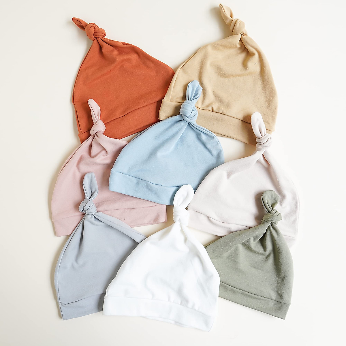 Konssy 8 Pack Baby Newborn Hats Set Knot Beanie Hats Soft for Infant Baby Girls Boys Caps 0-6 Months