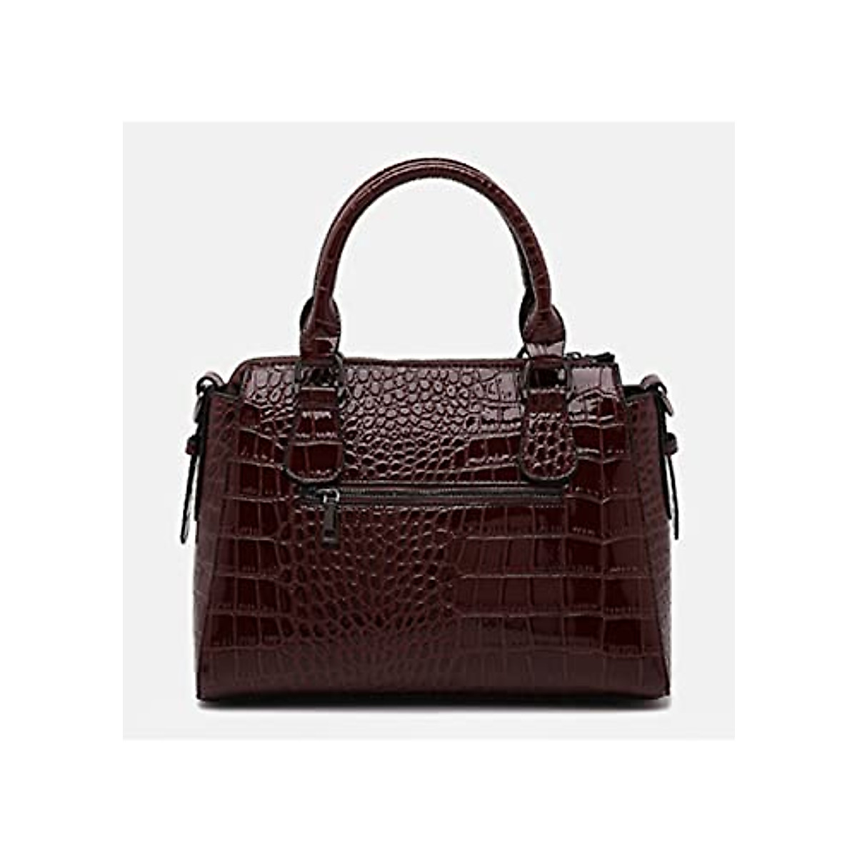 GJGJTER Women Patent Leather Bucket Bag Embossed Shoulder Handbag Crossbody Purse-Dark Brown